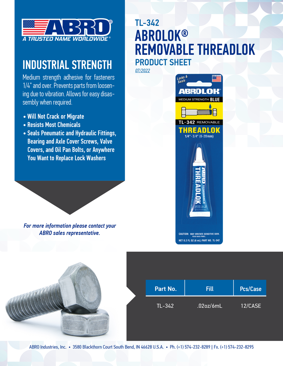 Abrolok Threadlok - Medium Strength Removable Adhesive – Motomox